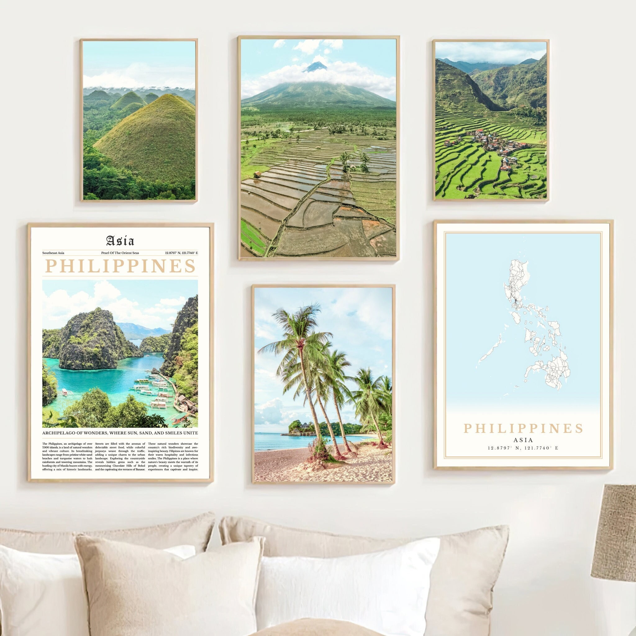 Philippines Print Set of 6, Philippines Map Home Decor, Philippines ...