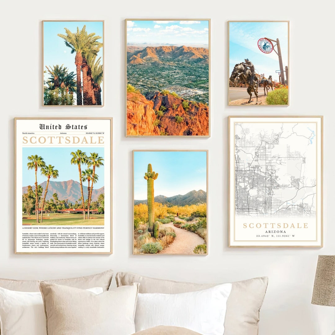 Digital Scottsdale Prints Set of 6, Scottsdale Map Decor, Scottsdale ...