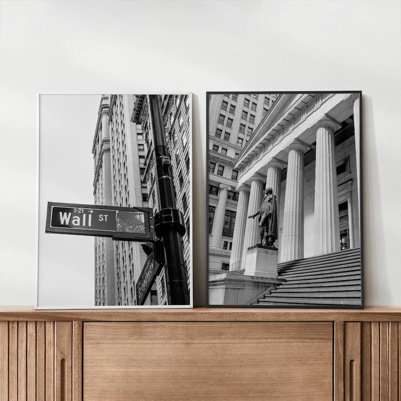 Wall Street Print Set of 6, Black and White Wall Street Art Photos ...