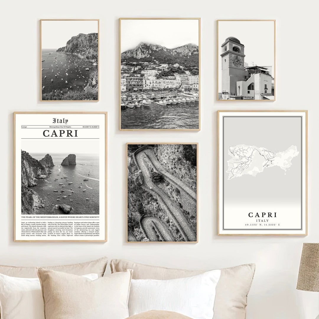 Capri Italy Print Set: Black and White Travel Photography (digital ...