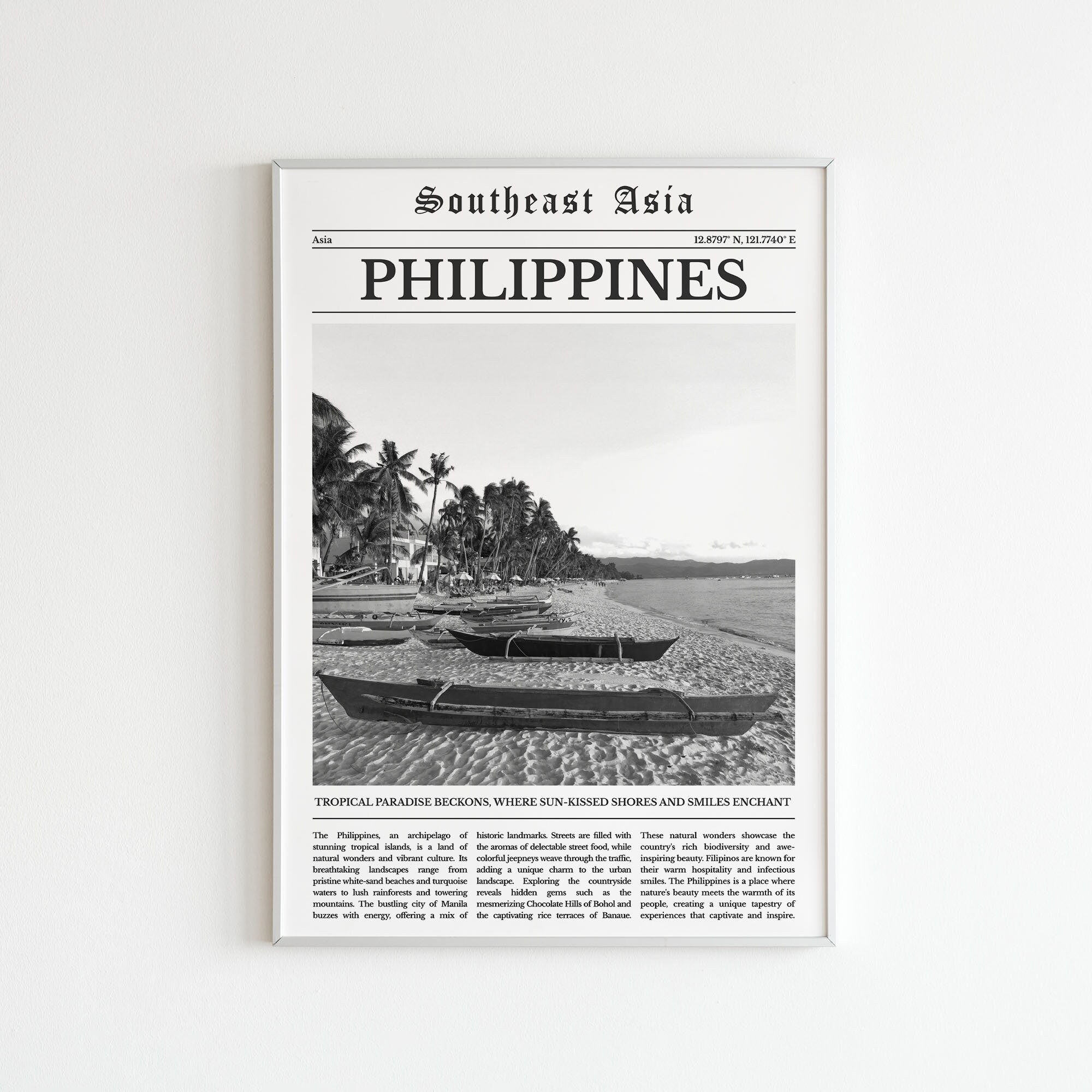 Digital Philippines Print Set of 6 Black and White - Etsy
