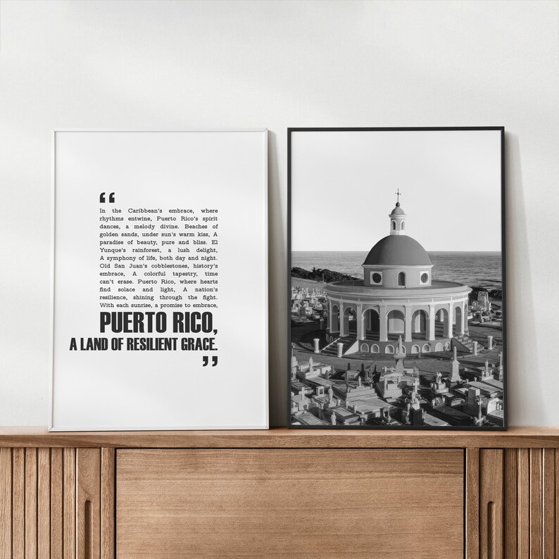 Digital Puerto Rico Print Set of 6, Puerto Rico Black and White Poster ...