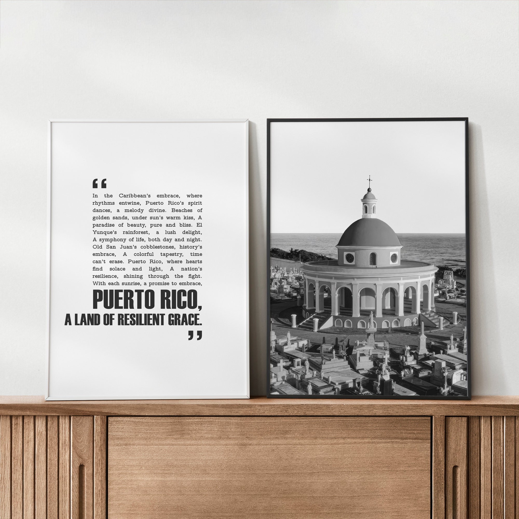 Digital Puerto Rico Print Set of 6, Puerto Rico Black and White Poster ...