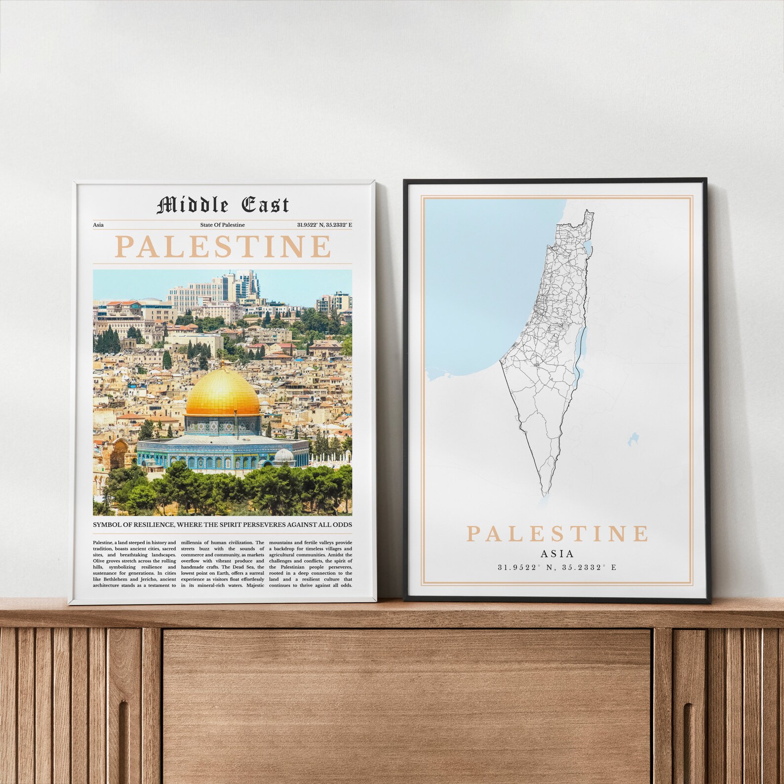 Palestine Print Set of 6, Palestine Art, Palestine Map Decor, Palestine ...