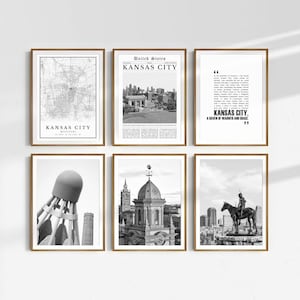 Digital Kansas City Black and White Print Set of 6, Missouri Kansas ...