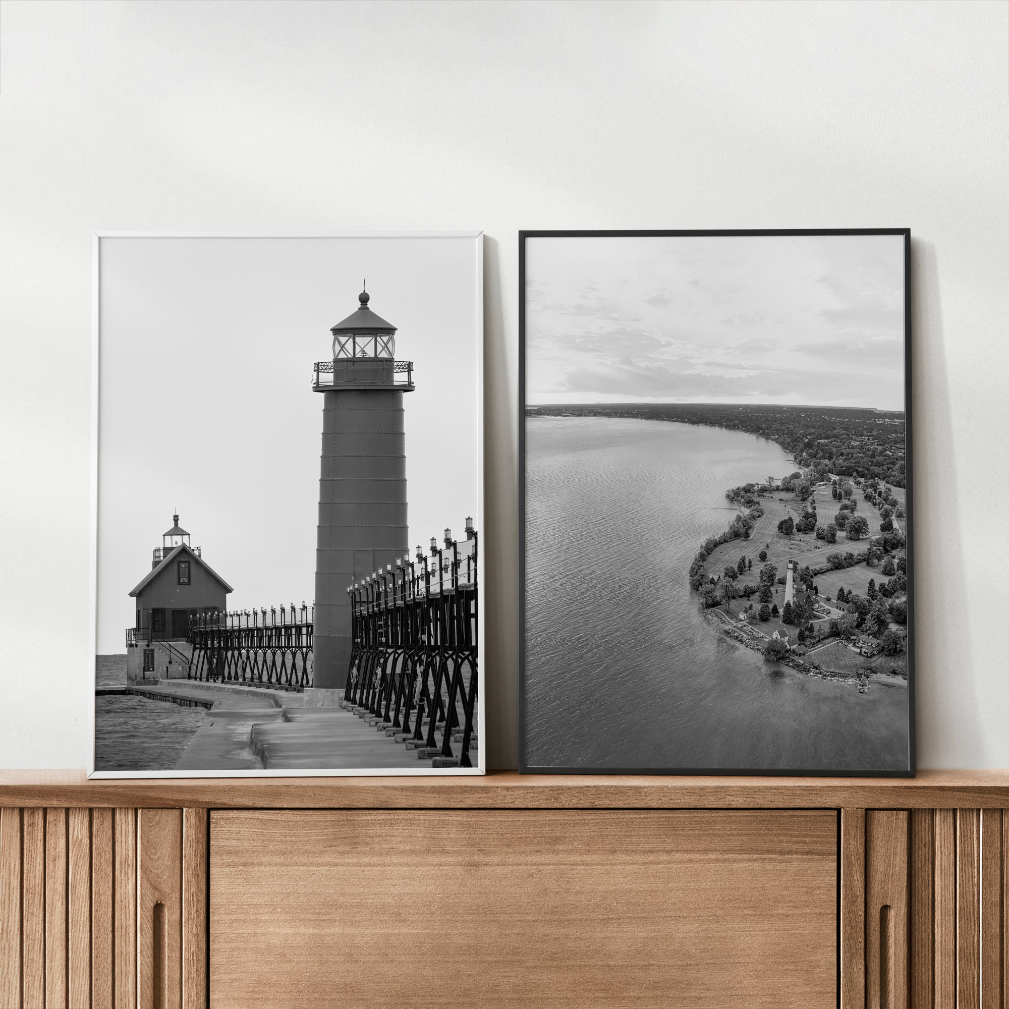 Digital Lake Michigan Black and White Print Set of 6, Lake Michigan Art ...
