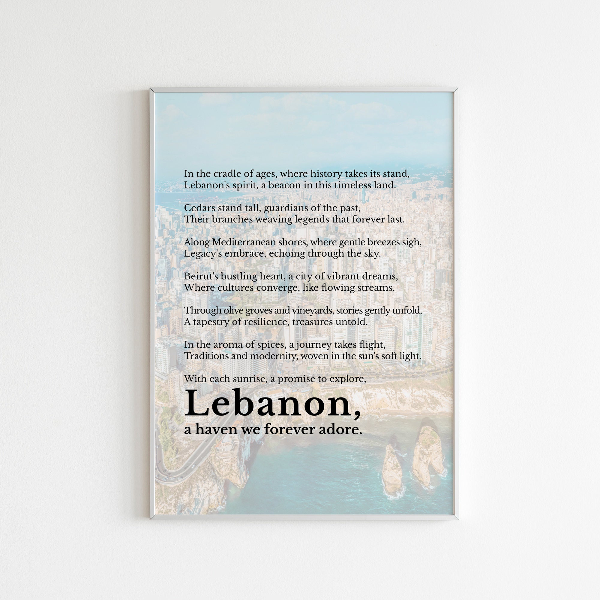 Digital Lebanon Print Set of 6, Lebanon Map, Lebanon Art Photo, Lebanon ...