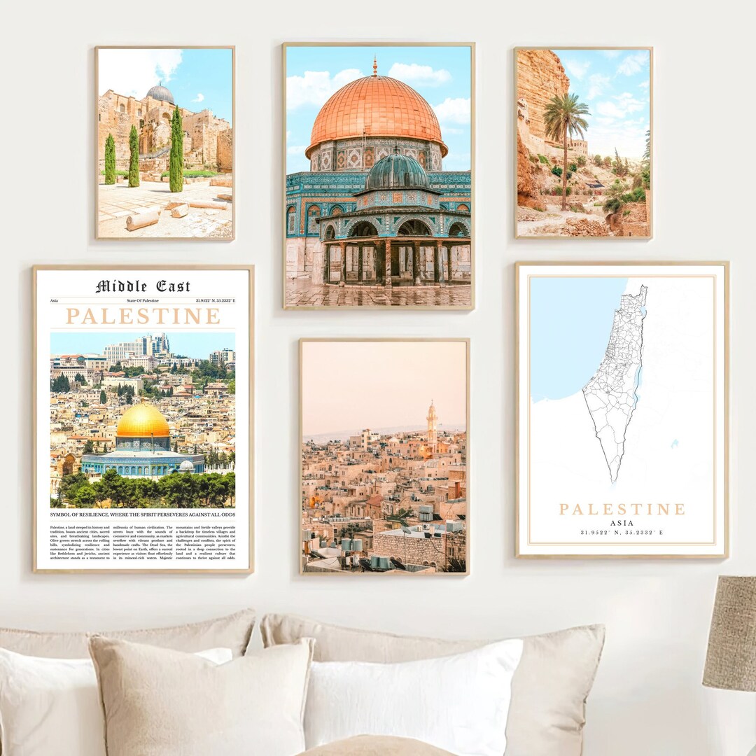 Palestine Print Set of 6, Palestine Art, Palestine Map Decor, Palestine ...