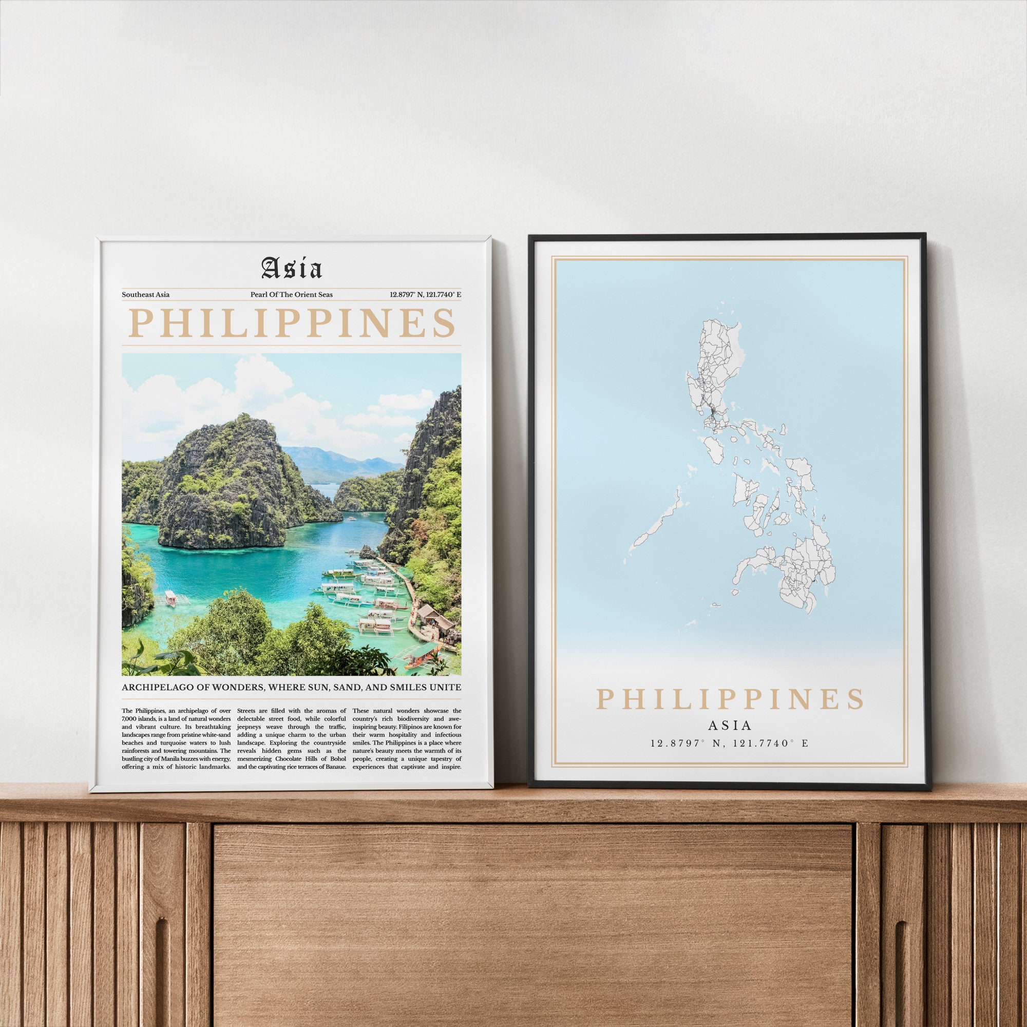Philippines Print Set of 6, Philippines Map Home Decor, Philippines ...