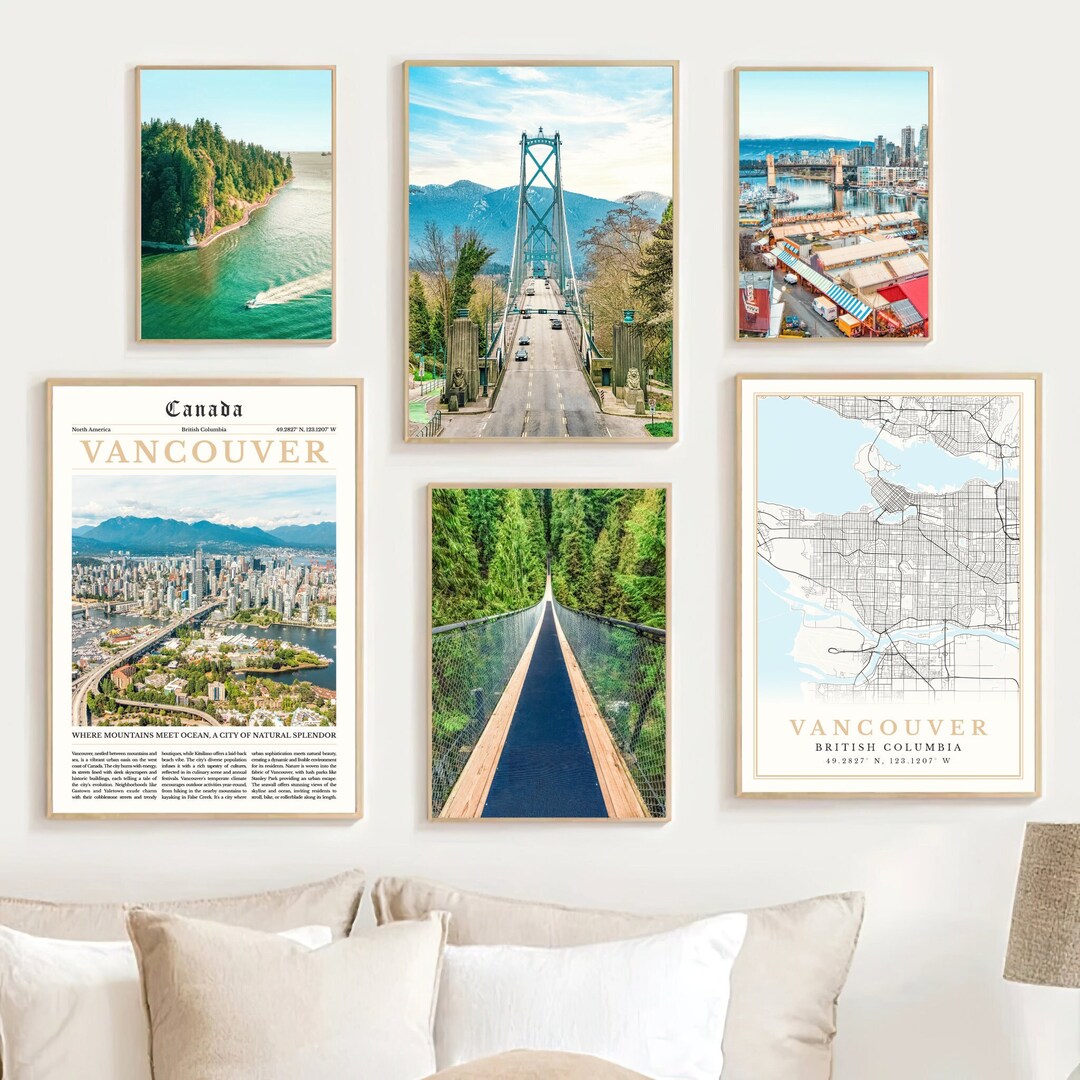 Vancouver Print Set of 6, Vancouver Map Decor, Vancouver Wall Art Photo ...