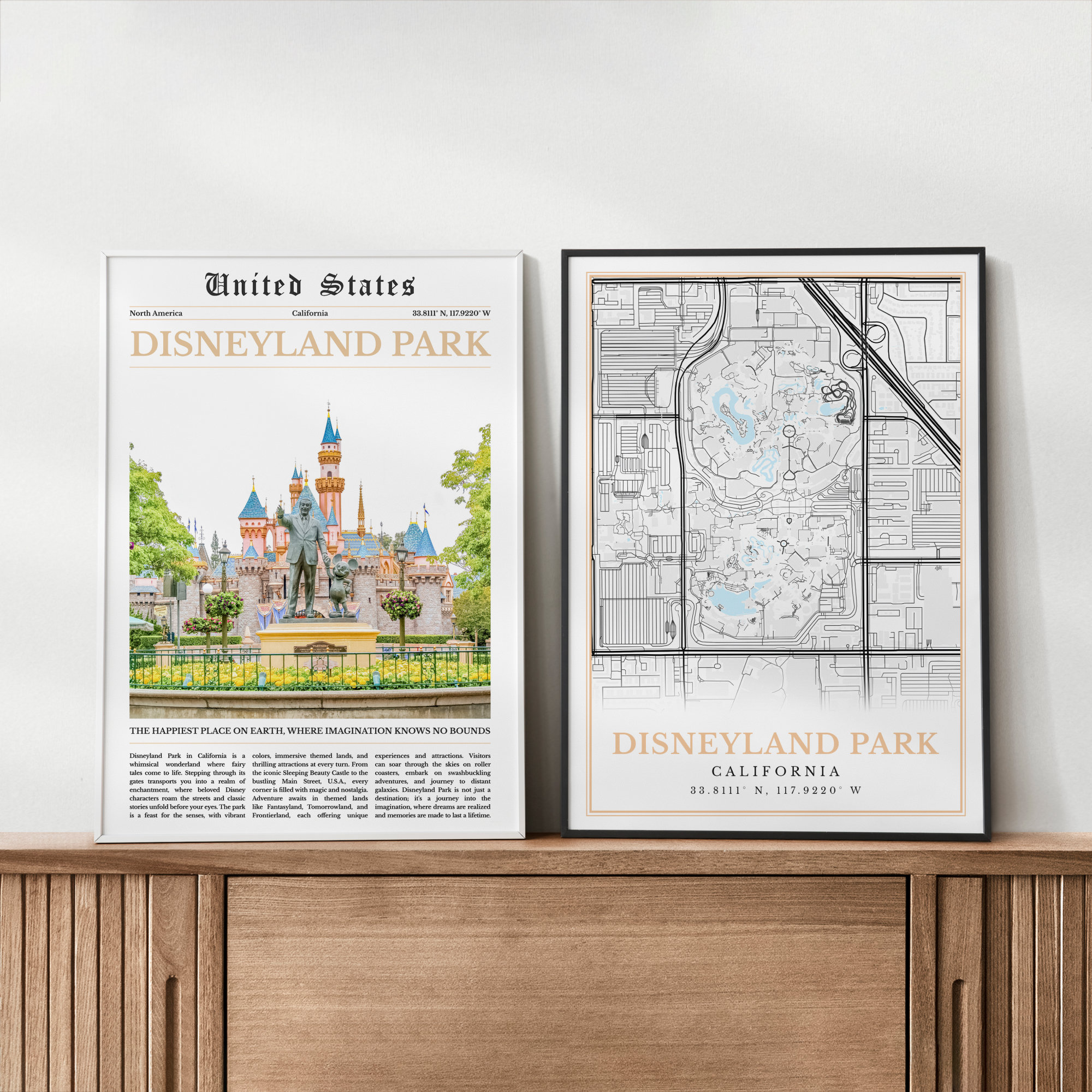 Disneyland Parks Print Set of 6, California Disneyland Park Map Decor ...