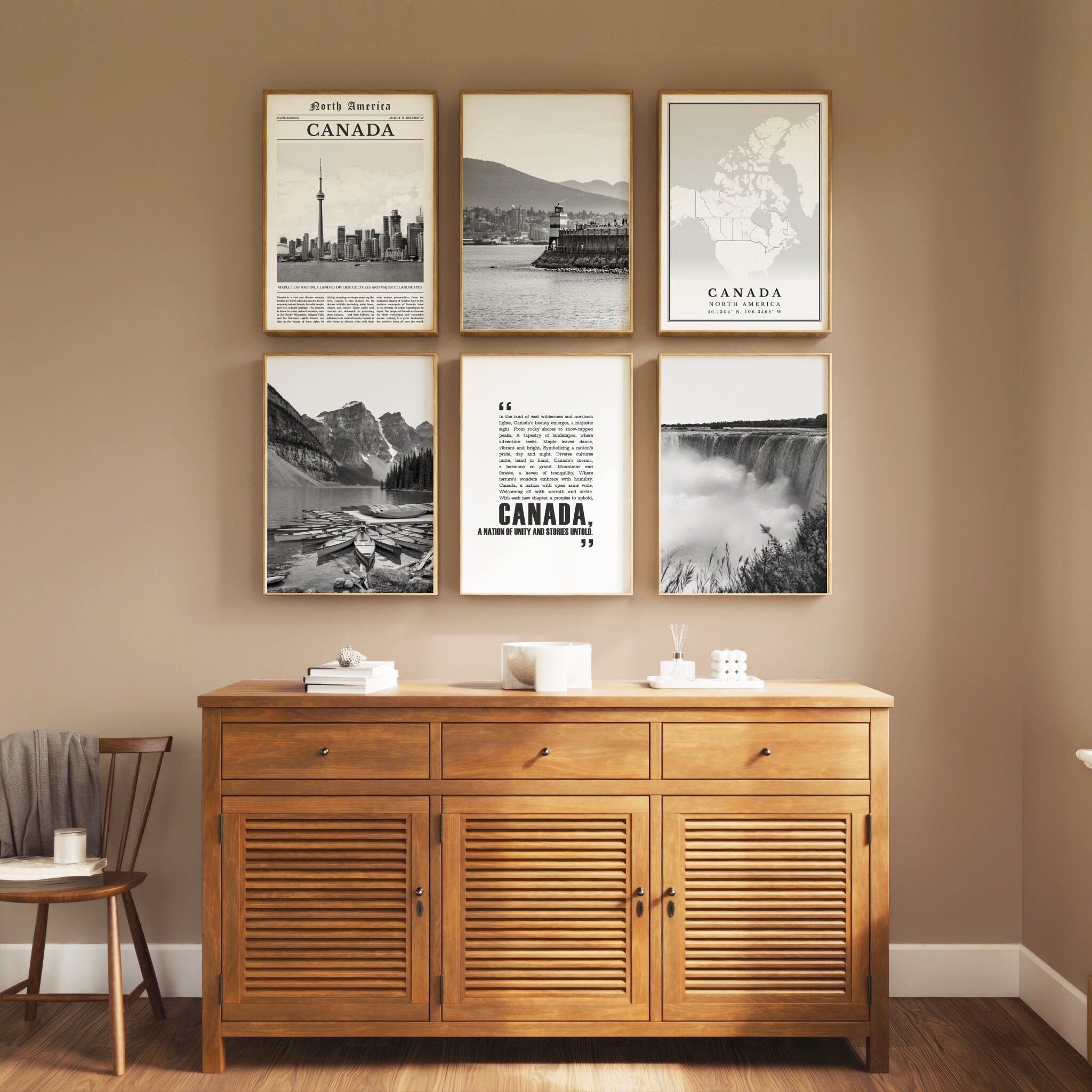 Digital Canada Print Set of 6, Canada Map Art, Canada Art, Canada Wall ...