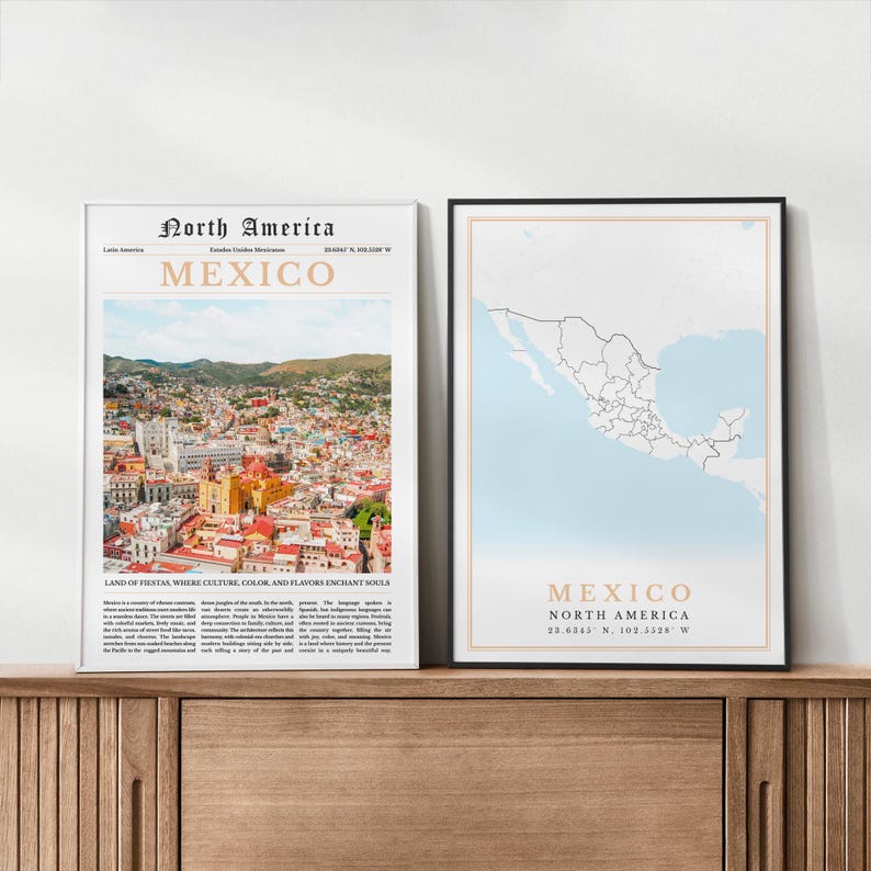 Mexico Print Set of 6, Digital Mexico Map Decor, Mexico City Wall Art ...