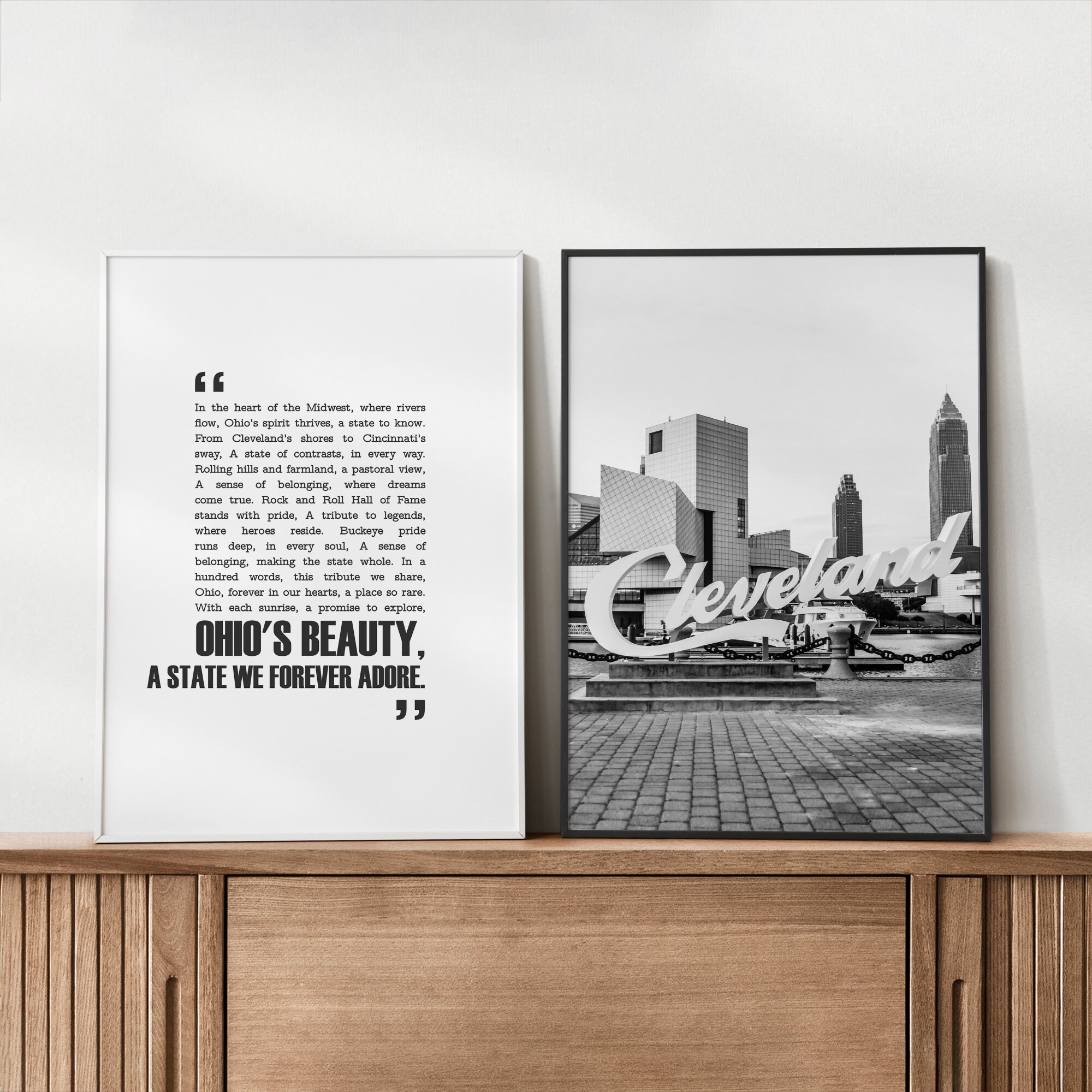 Digital Ohio Print Set of 6 Black and White, Ohio State Map, Ohio Wall ...