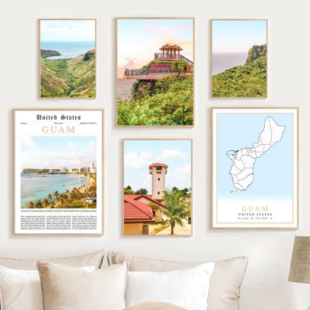 Guam Print Set of 6, Digital Guam Map Artwork, Digital Guam Art Print ...