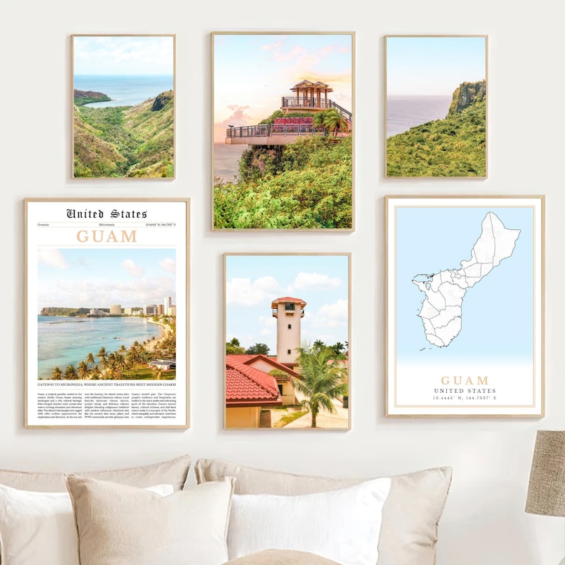 Guam Print Set of 6, Digital Guam Map Artwork, Digital Guam Art Print ...