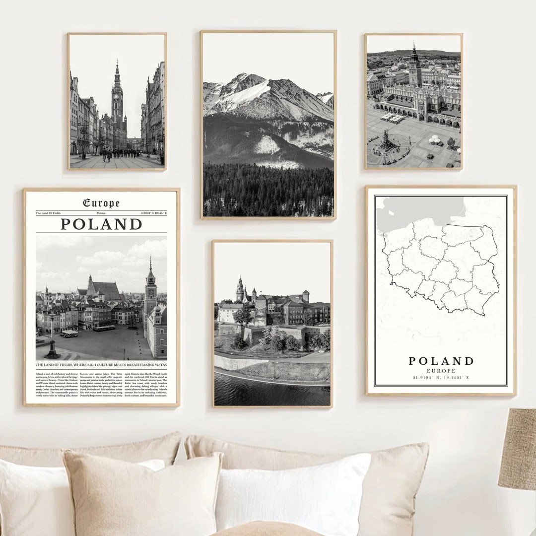 Poland Black and White Photography Prints Set: Travel Wall Art (digital ...