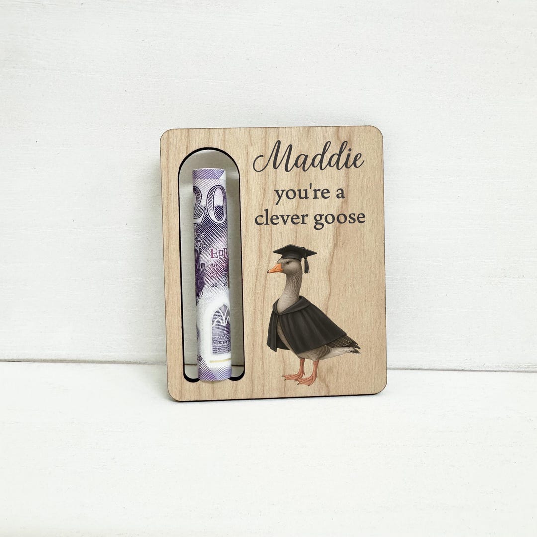 Clever Goose Graduation Gift - Wooden Money Holder for Graduate ...