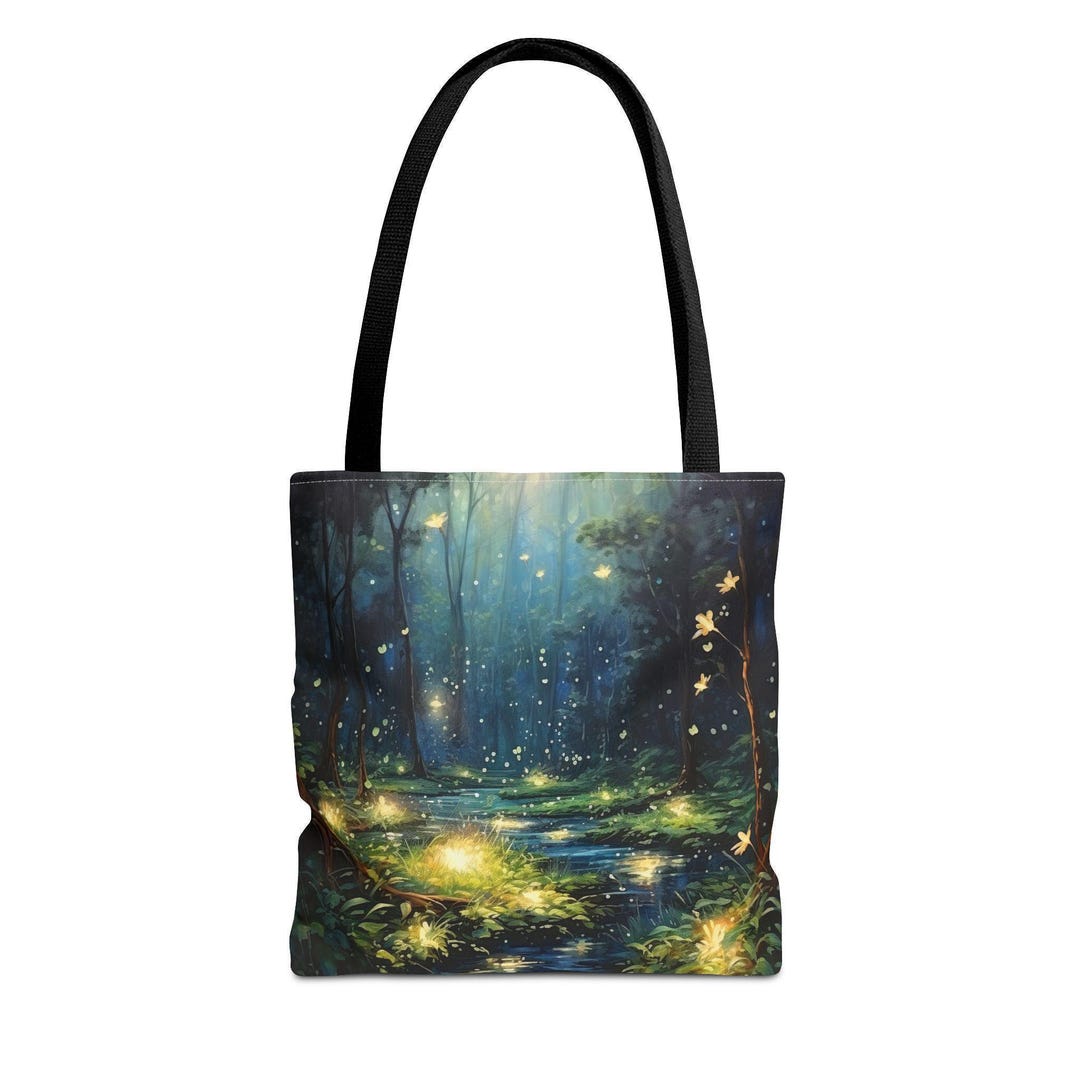 Fireflies Tote, Forest Tote, Oil Painting Style Tote - Etsy