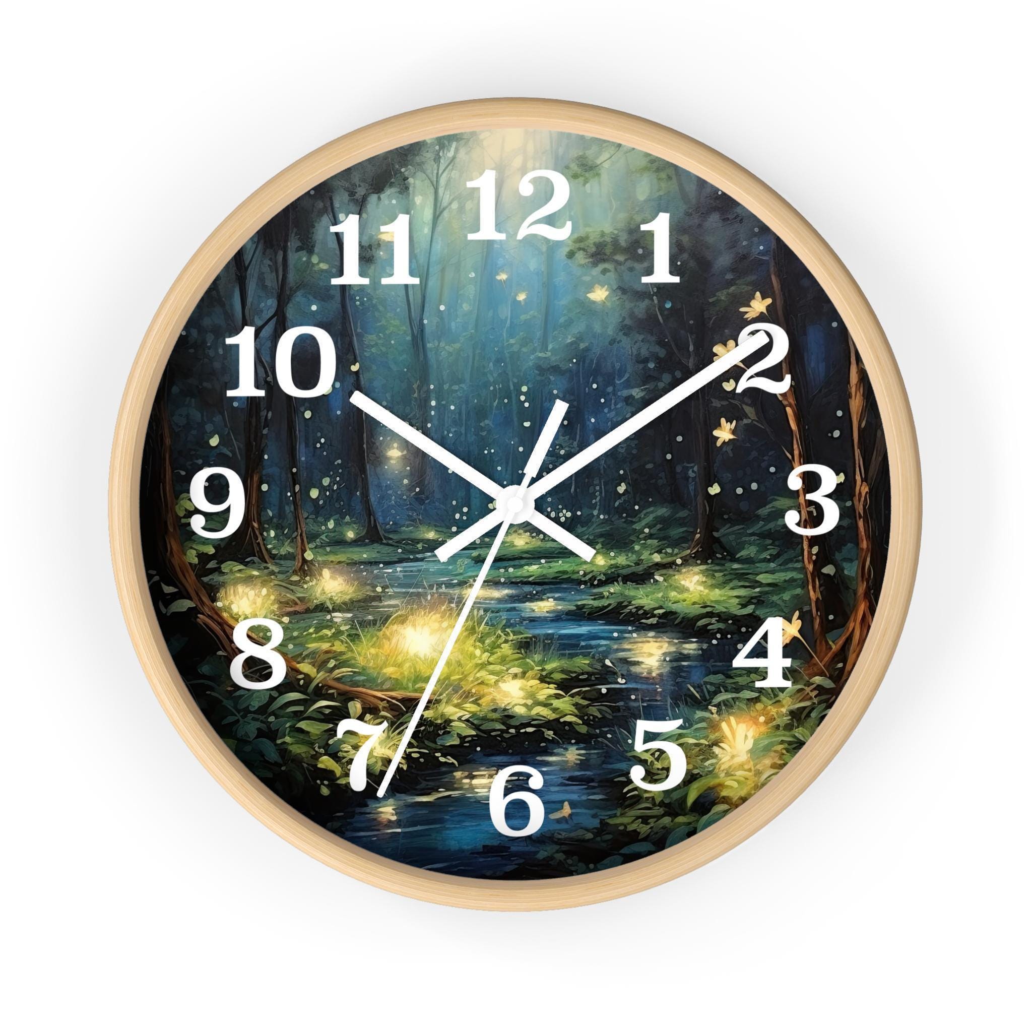 Fireflies Clock, Forest Clock, Oil Painting Style Clock, Indoor, Clocks ...