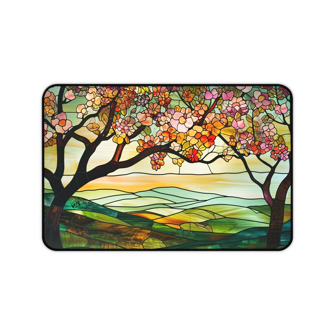 Light Desk Mat, Pastel Desk Mat, Springtime Desk Mat, Scene, Desk Mat ...