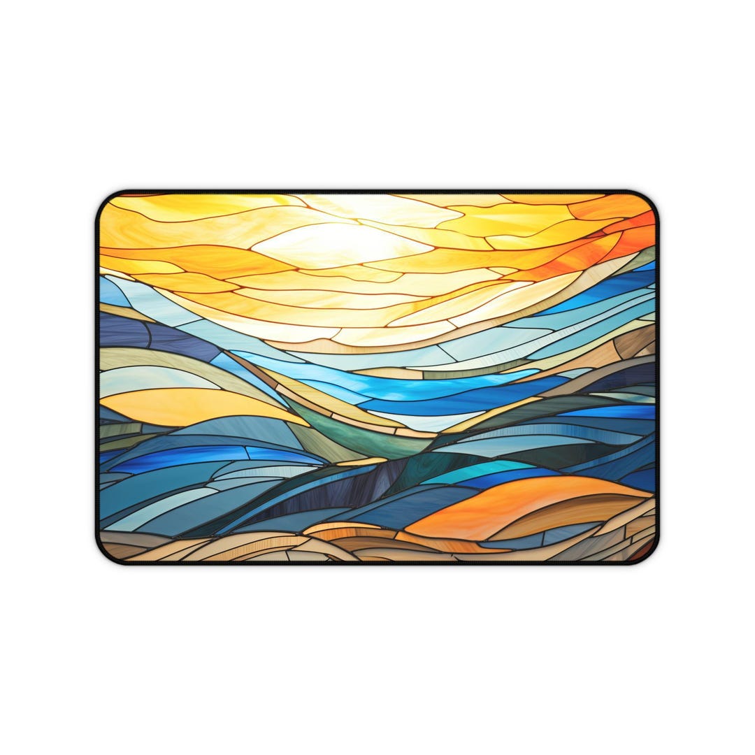 Colored Desk Mat, Sand Dune Desk Mat, Stained Glass Window Style Desk ...