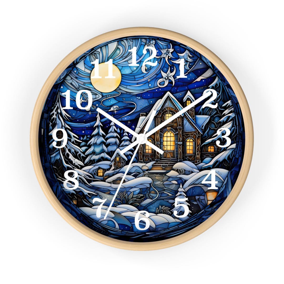 Moonlit Clock, Christmas Clock, Winter Clock, Snow Clock, Scene Clock ...