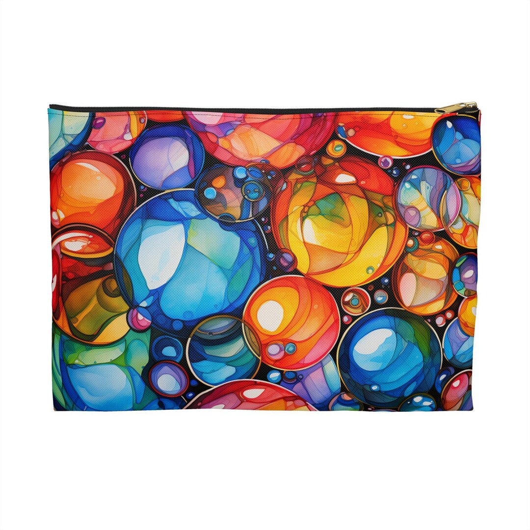 Colorful Pouch, Marbles Pouch, Watercolor Pen and Ink Style Pouch - Etsy
