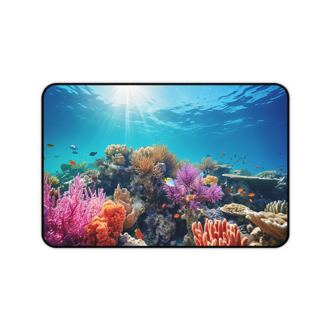 Colorful Desk Mat, Coral Desk Mat, Reef Desk Mat, Photographic Style ...