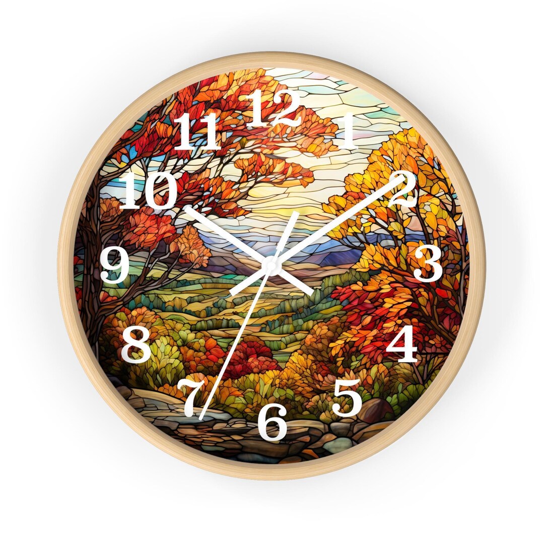 Crisp Autumn Day Clock, Shenandoah Clock, Valley Clock, Stained Glass ...