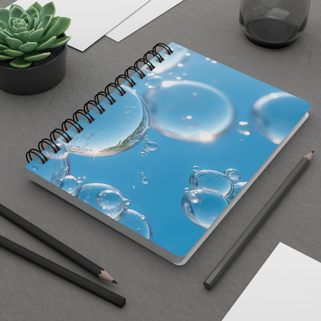 Light Spiralbound Journal, Blue Spiralbound Journal, Bubbles ...