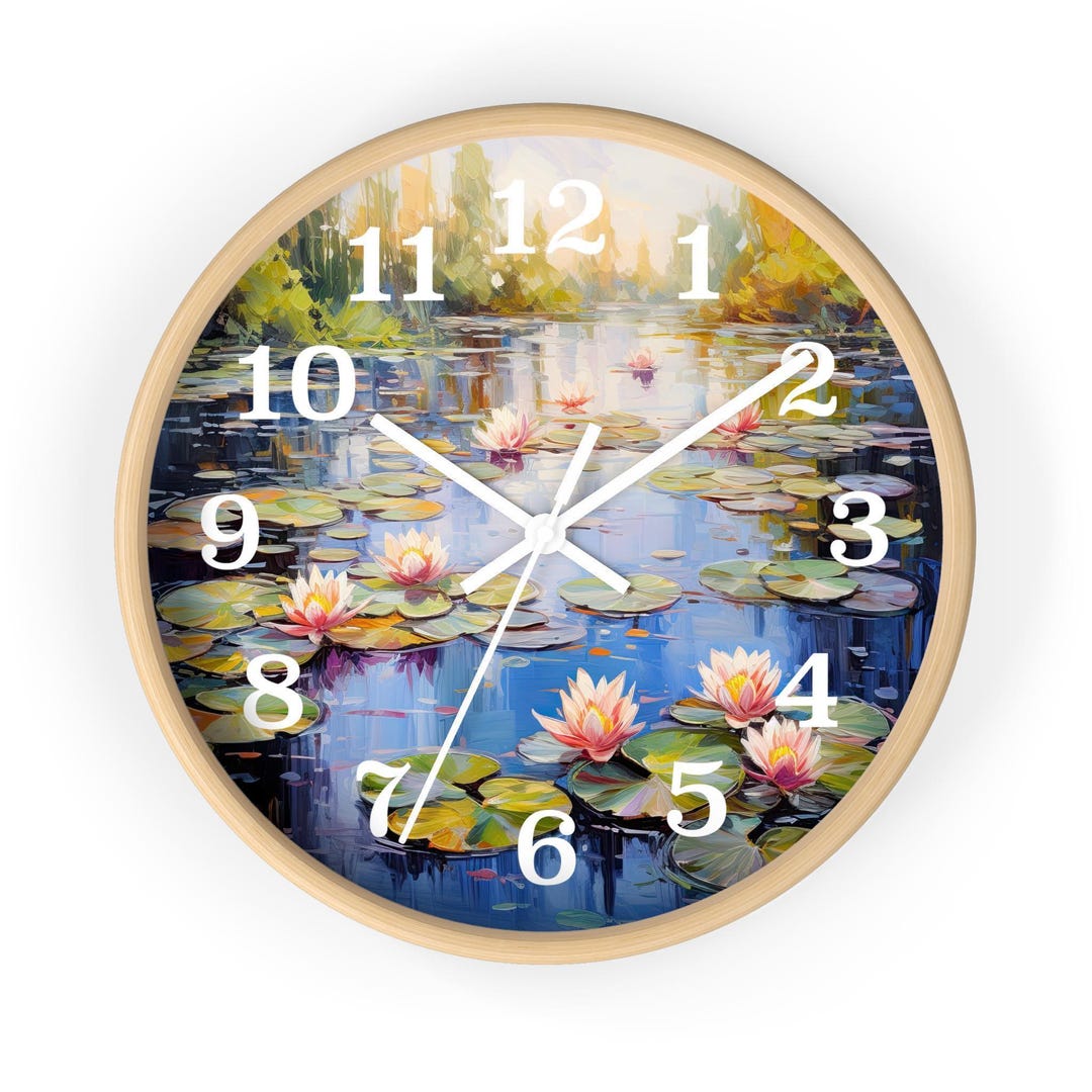 Lush Clock, Pond Clock, Water Clock, Lilies Clock, Oil Painting Style ...