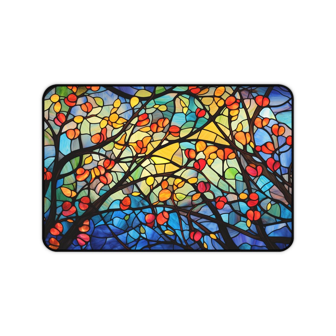 Fireflies Desk Mat, Stained Glass Window Style Desk Mat - Etsy