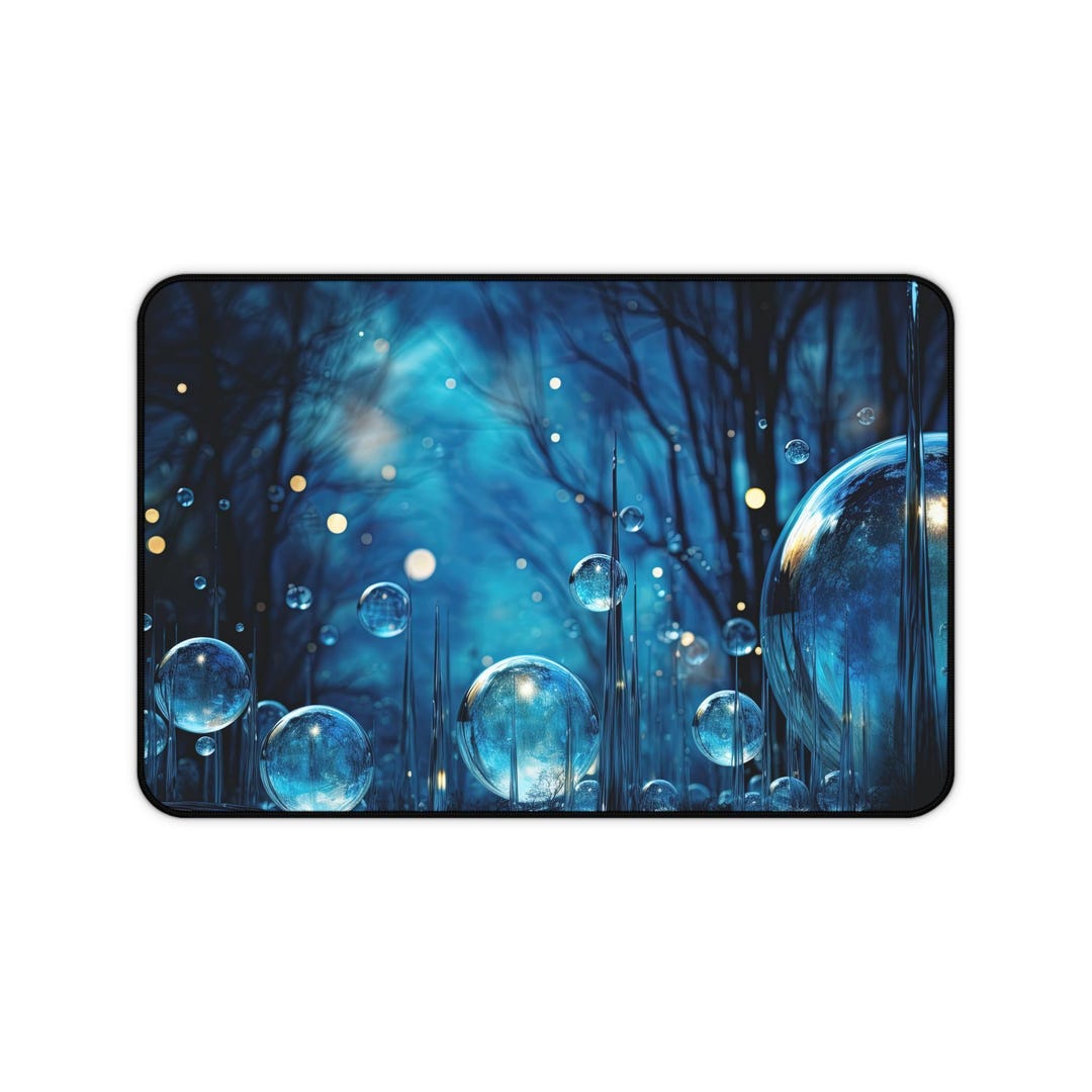Moonlit Desk Mat, Blue Desk Mat, Bubbles Desk Mat, Desk Mat, Collage ...