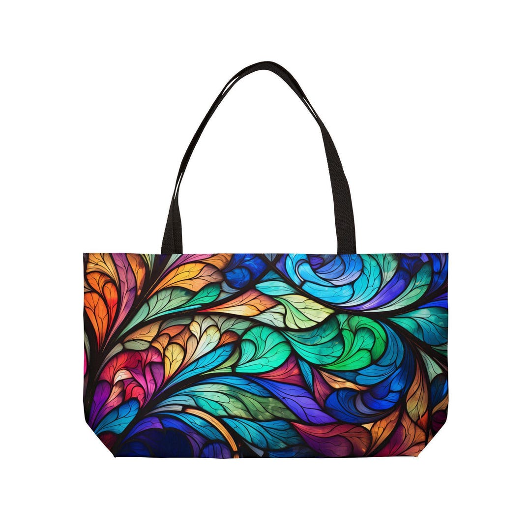 Marbled Paper Weekender Tote, Stained Glass Window Style Weekender Tote ...