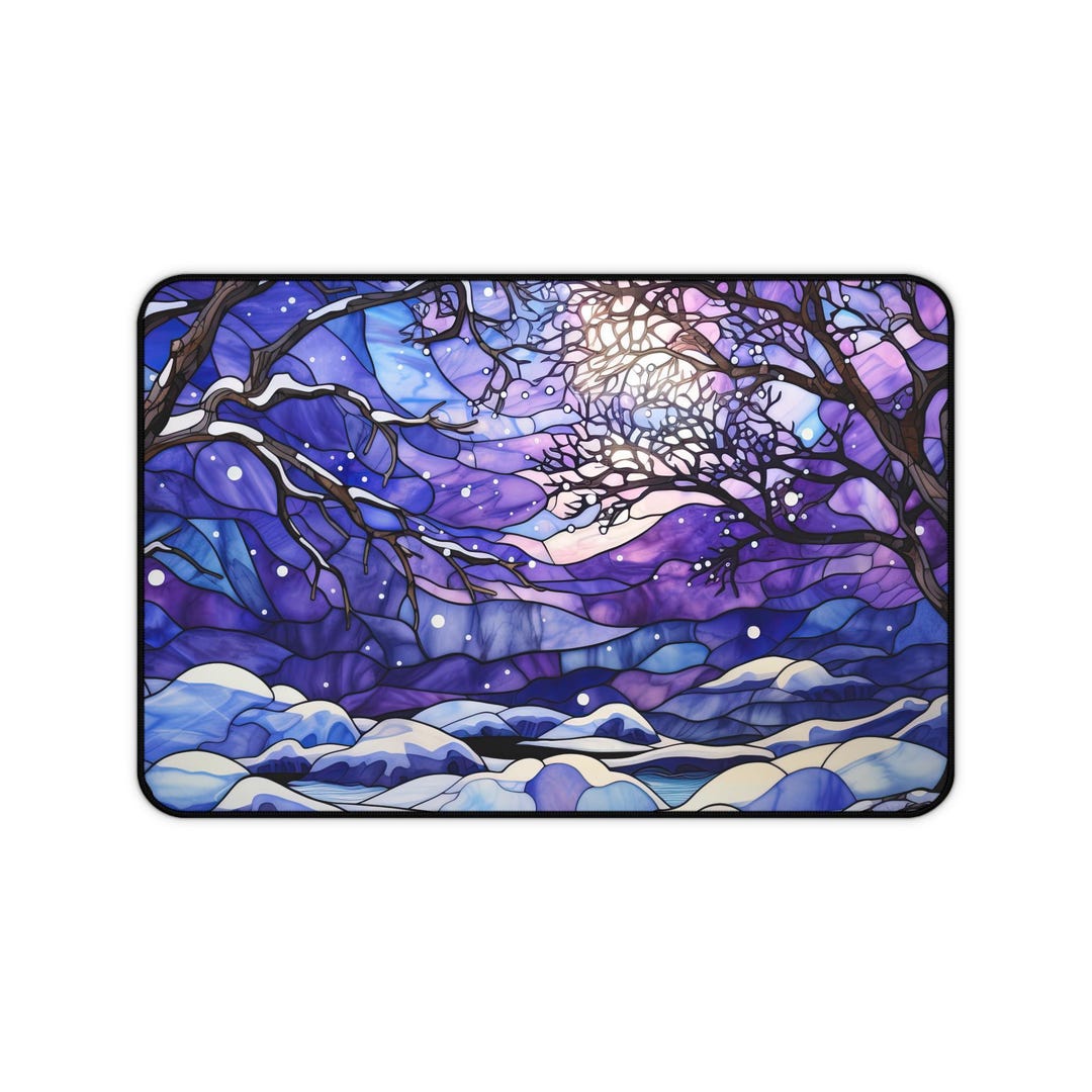 Moonlit Desk Mat, Dreamy Desk Mat, Snow Desk Mat, Scene Desk Mat ...