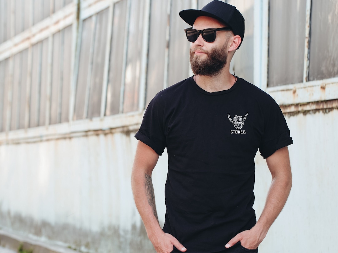 Stoked T Shirt, Shaka Shirt, Skeleton Shirt, Minimalist Tee, Stoked ...
