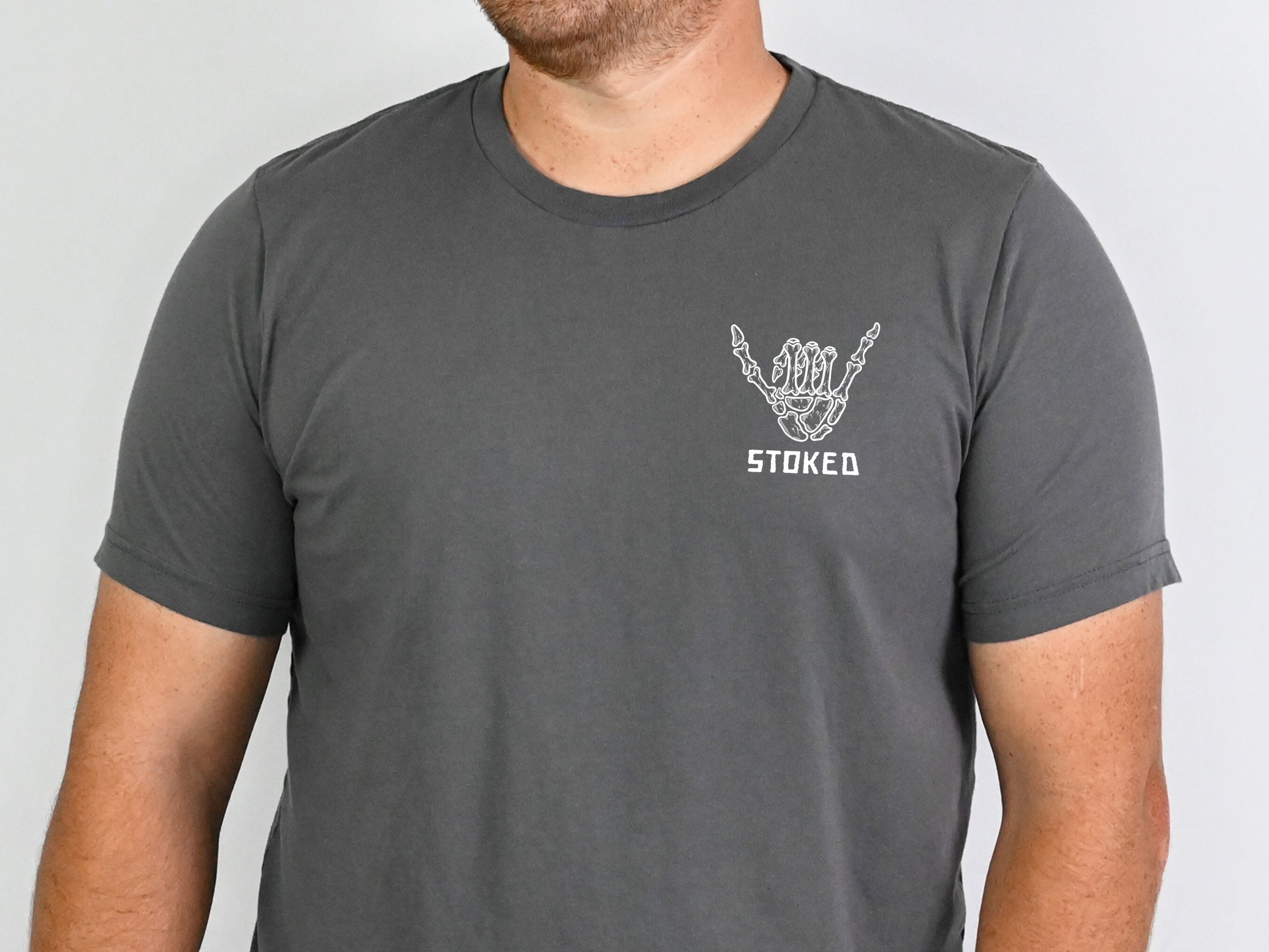 Stoked T Shirt, Shaka Shirt, Skeleton Shirt, Minimalist Tee, Stoked ...
