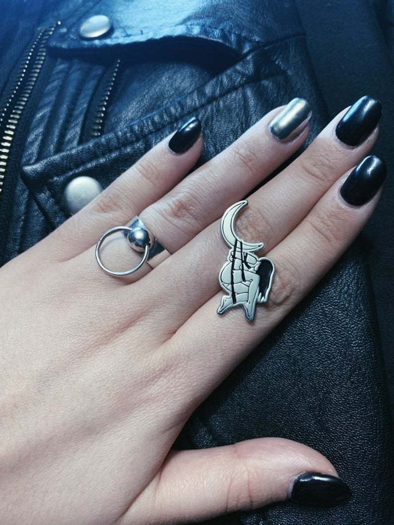 Shibari Moon Pin / Rope Bondage Girl / BDSM Kinky Erotic Gift / Silver & Black Metal Brooch - Etsy
