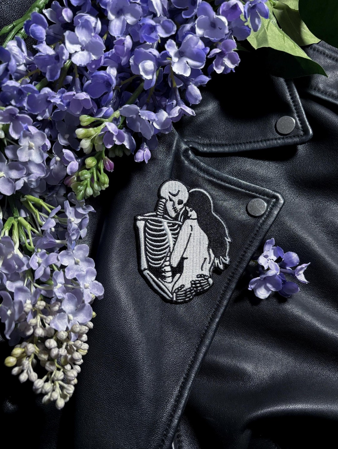Skeleton Girl Love and Death Embrace, Gothic Embroidered Patch |iron-on ...