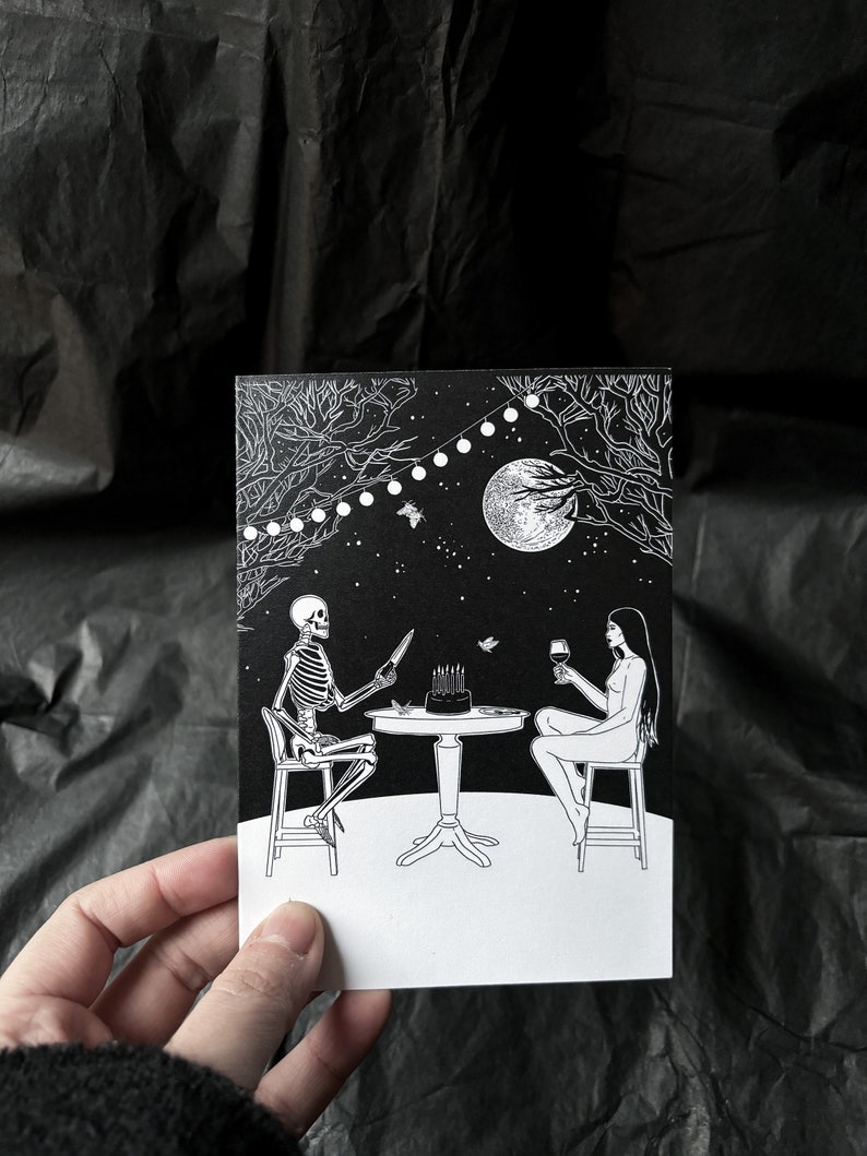 Gothic Birthday Greeting Card / Memento Mori / Witchy Woman Skeleton ...