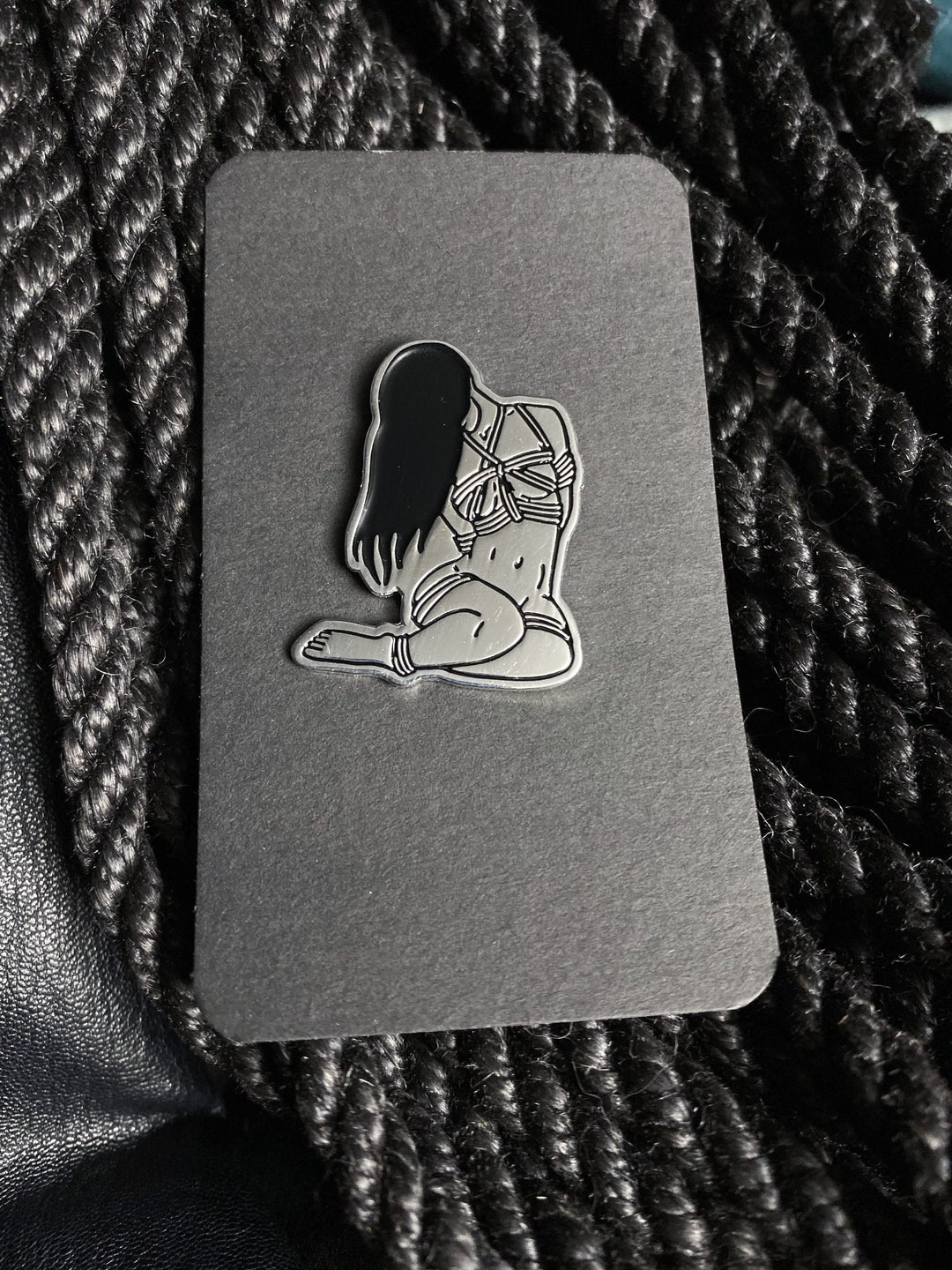 Shibari Art Pin / Rope Bondage / Tied up Girl Kinky BDSM Fetish Erotic Art / Metal Enamel Brooch ...