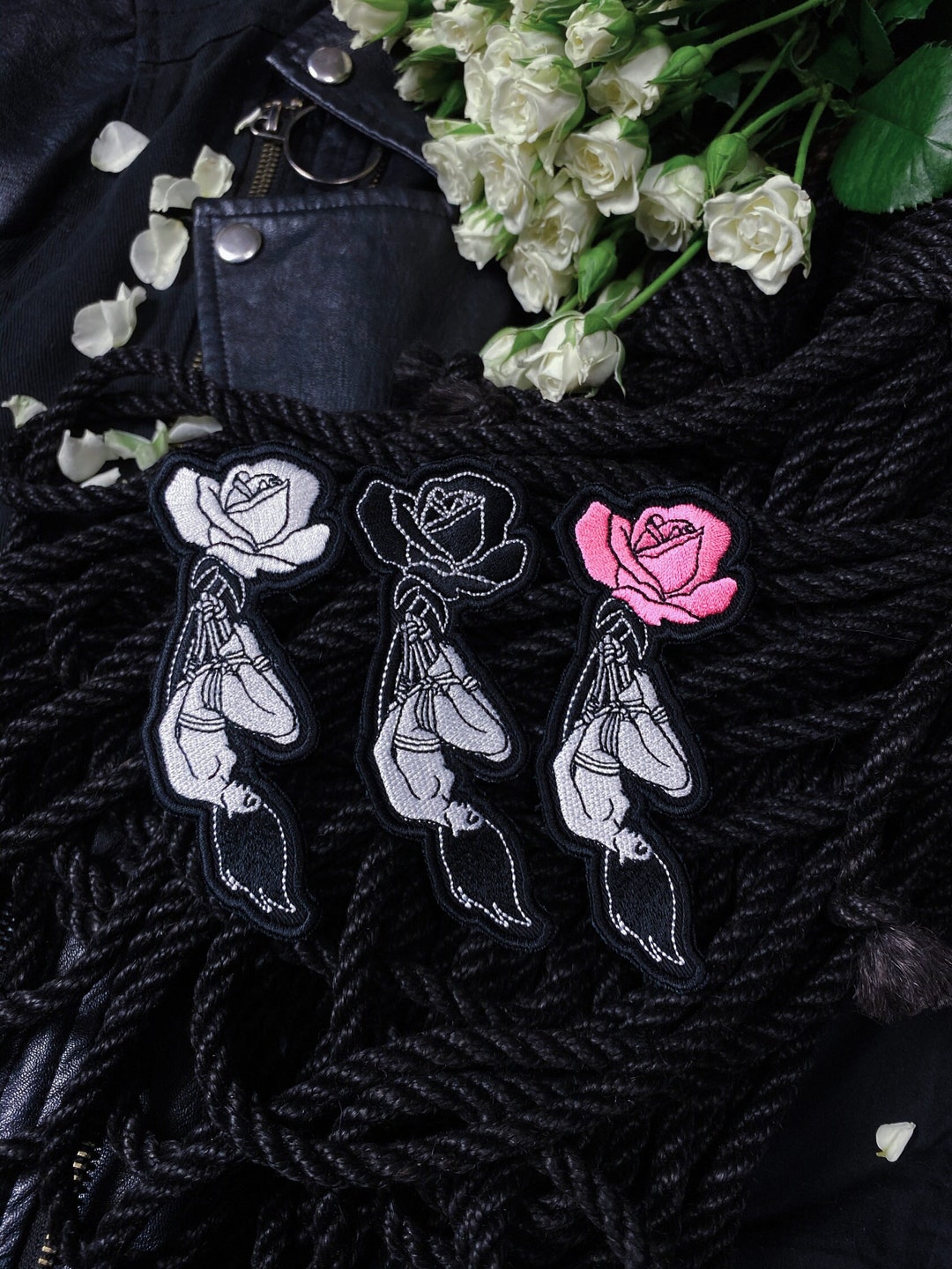 Shibari Rose Patch / Rope Bondage Tied up Girl / Kinky BDSM Erotic Art / Embroidered Patch - Etsy