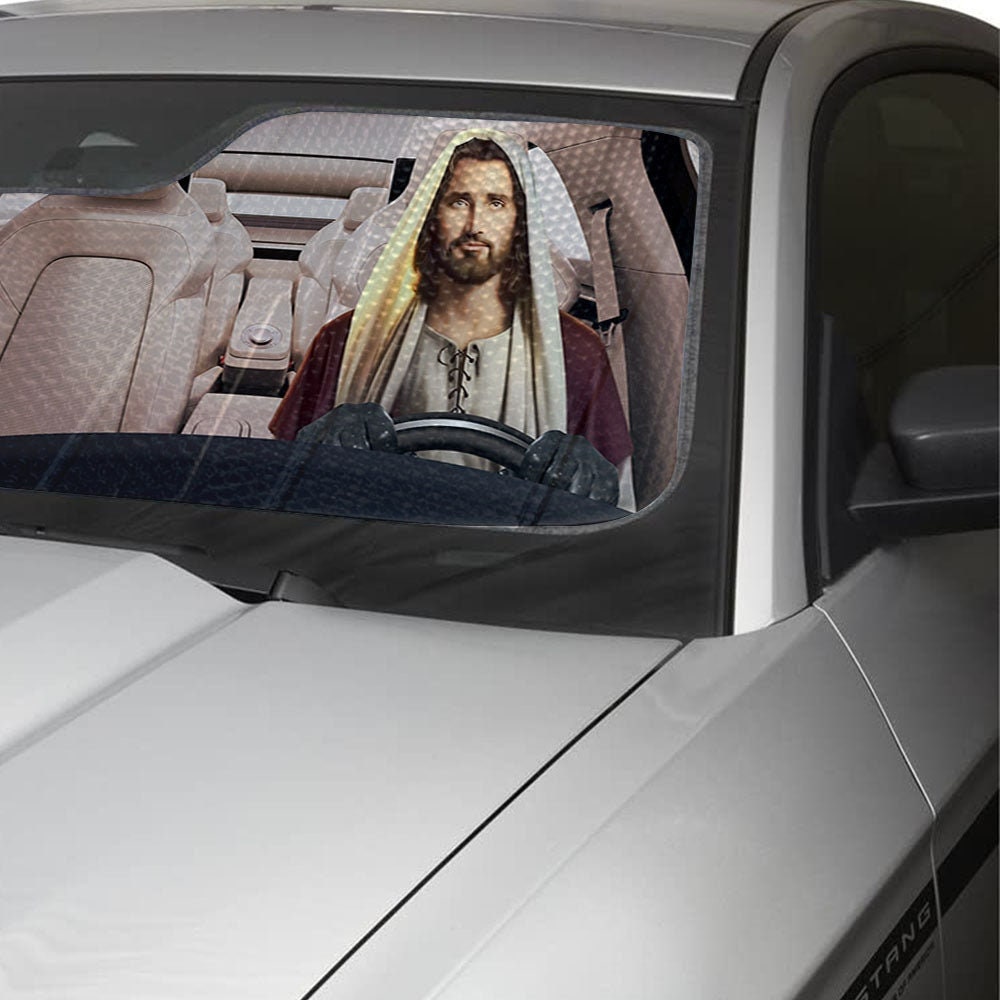 Jesus Driving Auto Sun Shade - Jesus Windshield Sunshades sold by ...