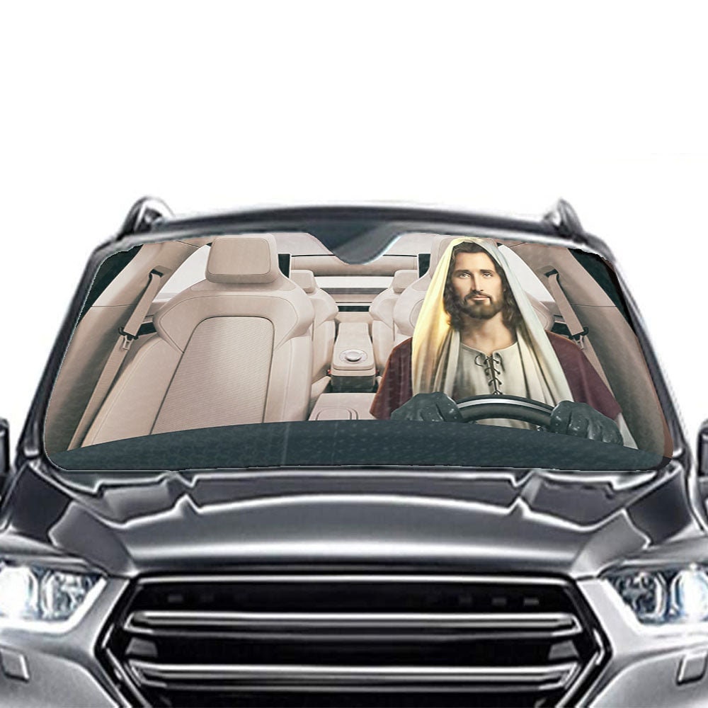 Jesus Driving Auto Sun Shade - Jesus Windshield Sunshades sold by ...