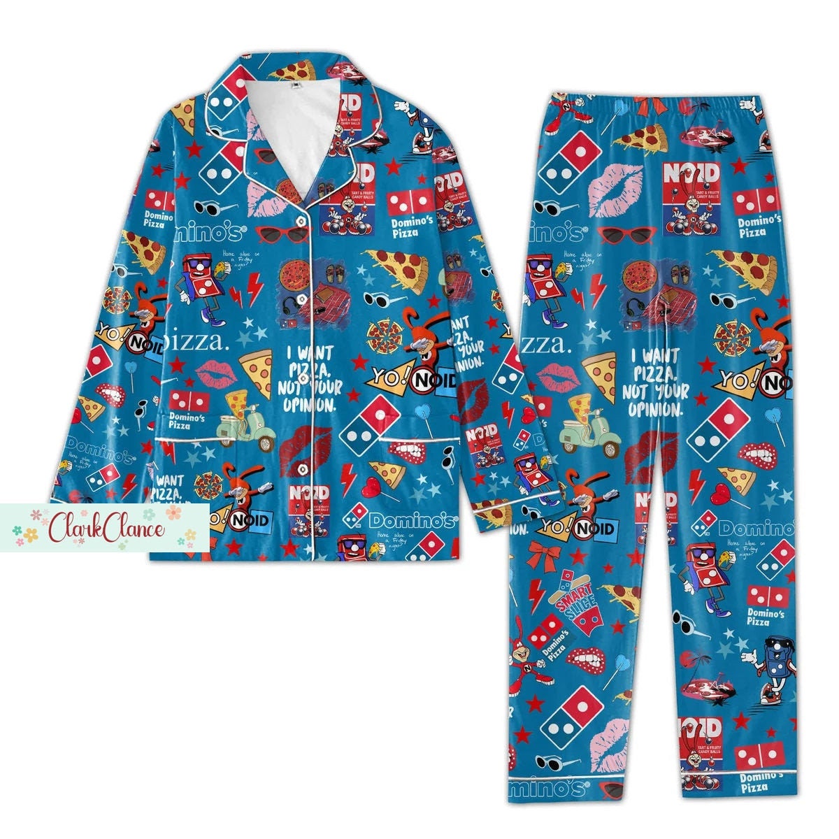 Domino Pizza Pajamas Set, Domino Womens Pajamas, Pizza Thick Pajamas ...
