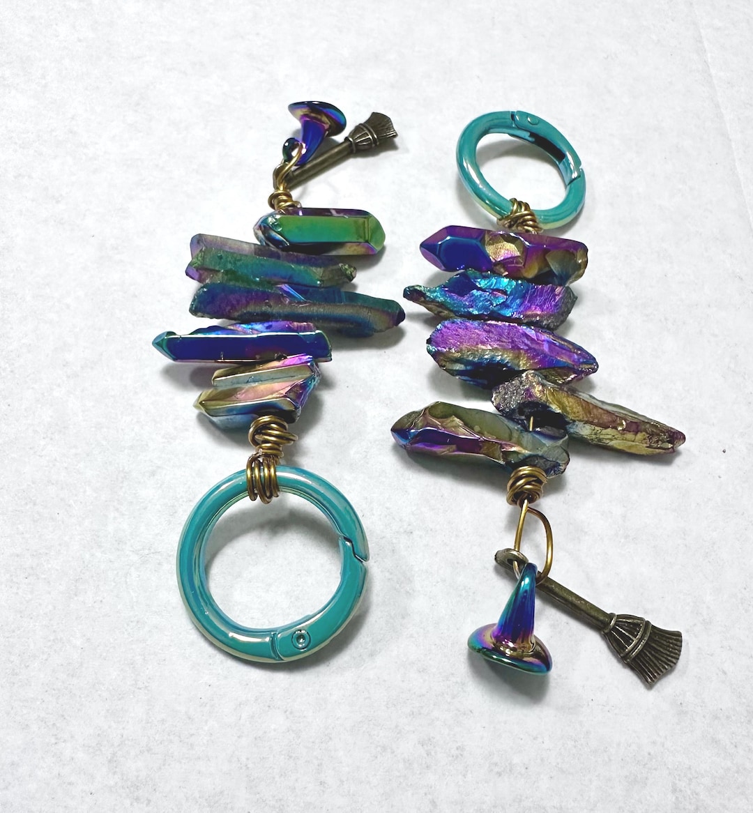 Wicked Bag Charm Keychain Rainbow Aura Quartz Crystals With Elphaba ...