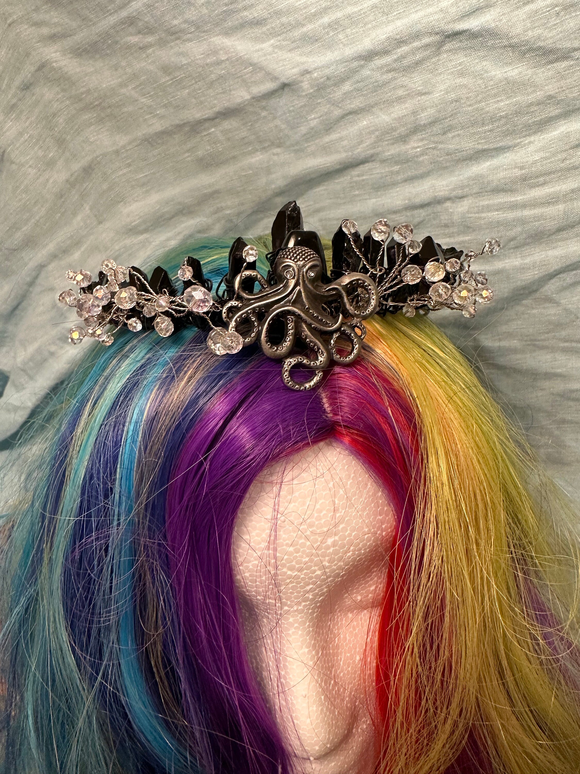 Black Quartz Gothic Octopus Crystal Tiara Crown - Etsy