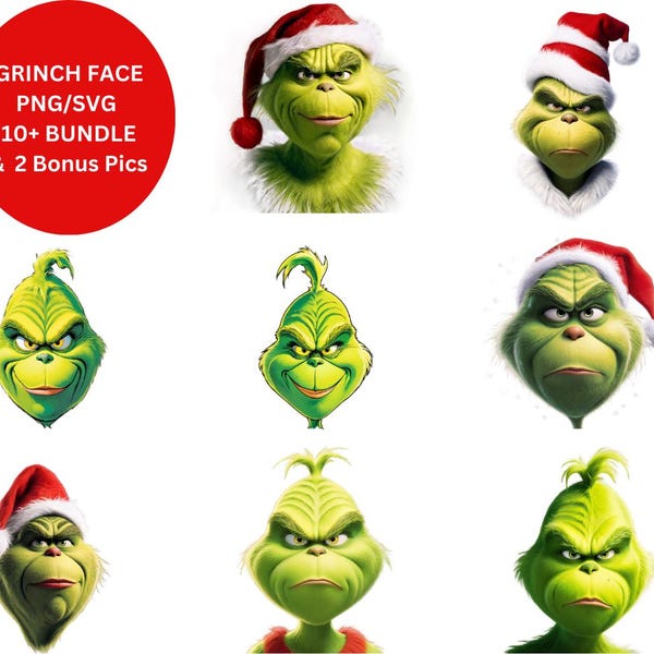 Grinch Face Clipart - Etsy