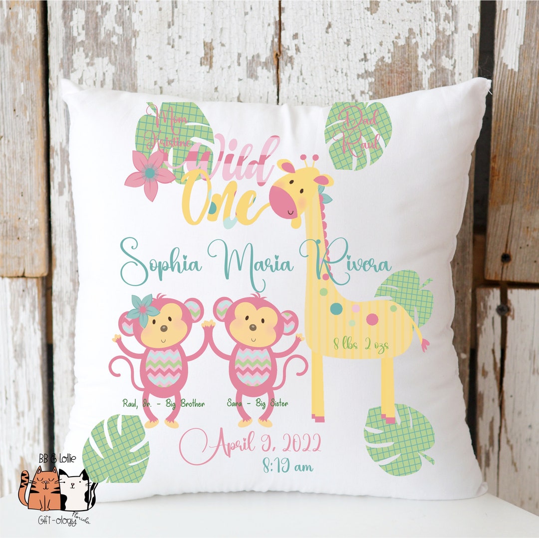 PERSONALIZED Birth Memento Pillow, Baby Birth Announcement, Nursery ...